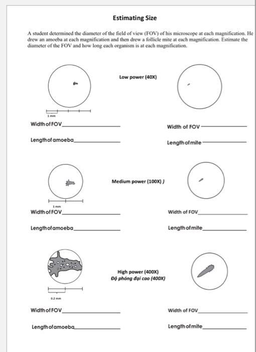 Solved A student determined the diameter of the field of | Chegg.com