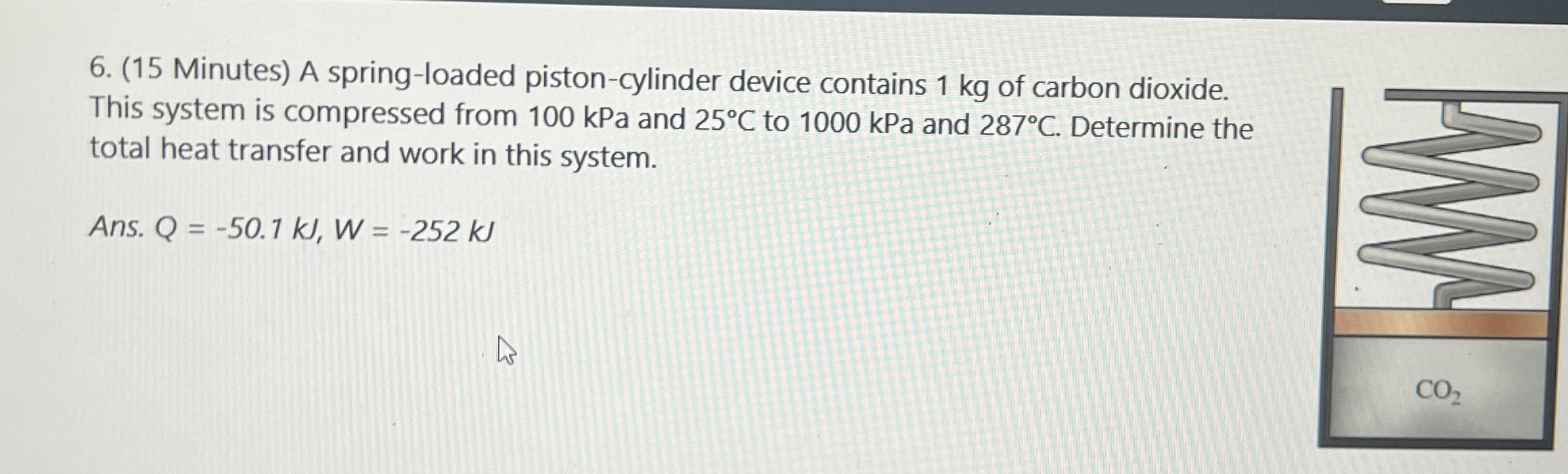 (15 ﻿Minutes) ﻿A spring-loaded piston-cylinder device | Chegg.com