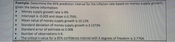 Solved Example: Determine the 95% prediction interval for | Chegg.com