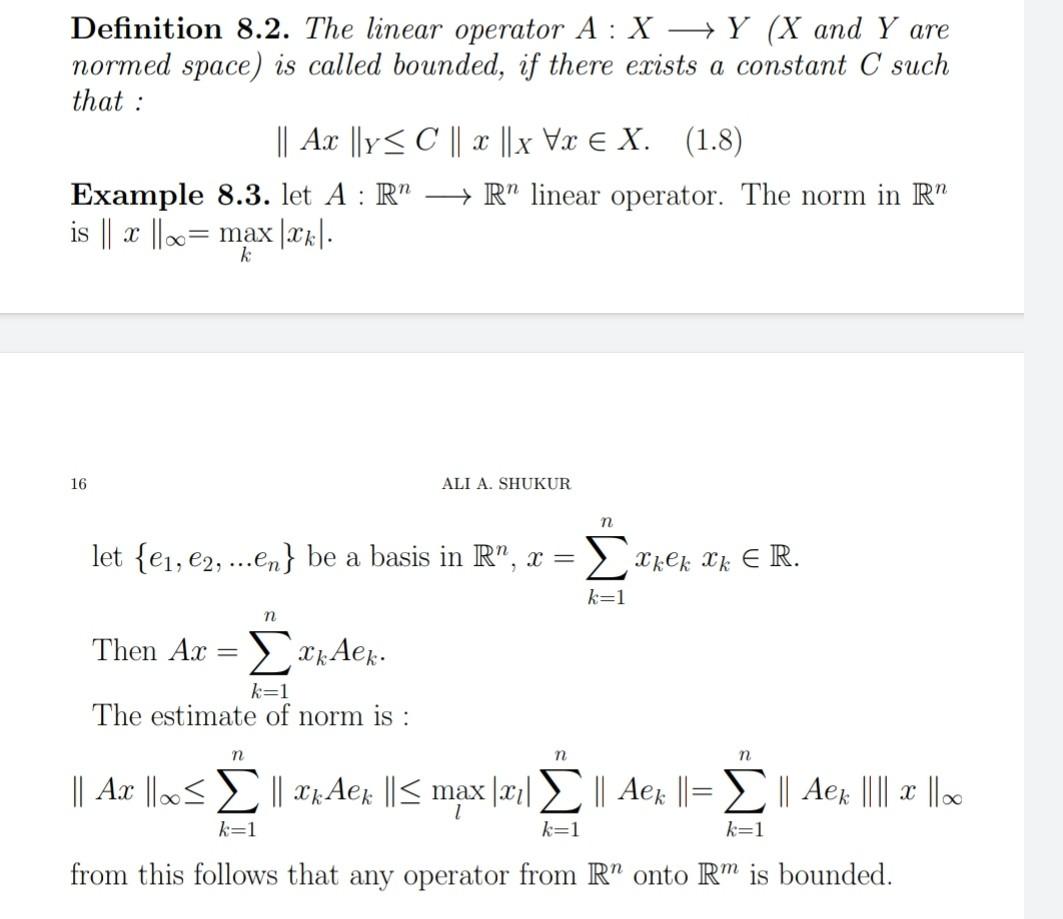 Solved Definition 8.2. The linear operator A: XY (X and Y | Chegg.com