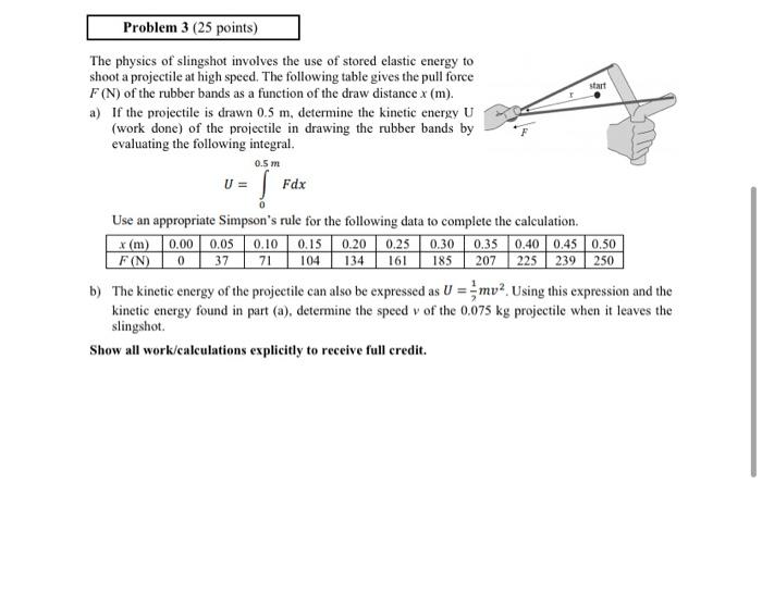 Solved start Problem 3 (25 points) The physics of slingshot | Chegg.com