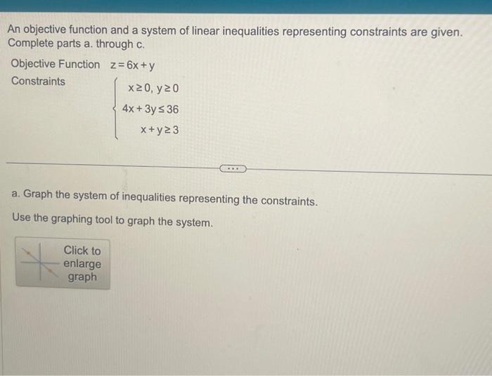 Solved An objective function and a system of linear | Chegg.com
