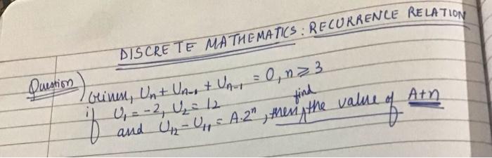 Solved DISCRETE MATHEMATICS : RECURRENCE RELATION Ju , 03 f | Chegg.com