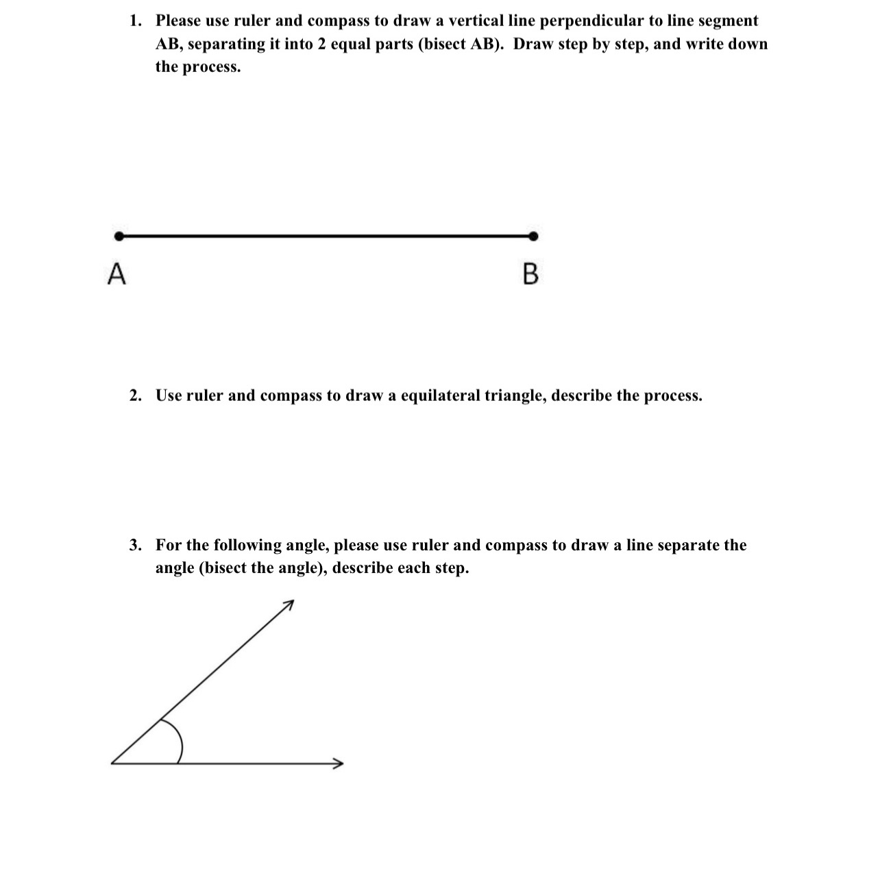 Solved Please use ruler and compass to draw a vertical line | Chegg.com