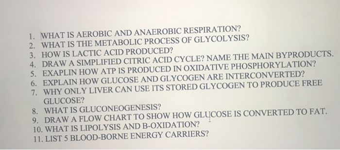 Solved 1. WHAT IS AEROBIC AND ANAEROBIC RESPIRATION? 2. WHAT | Chegg.com