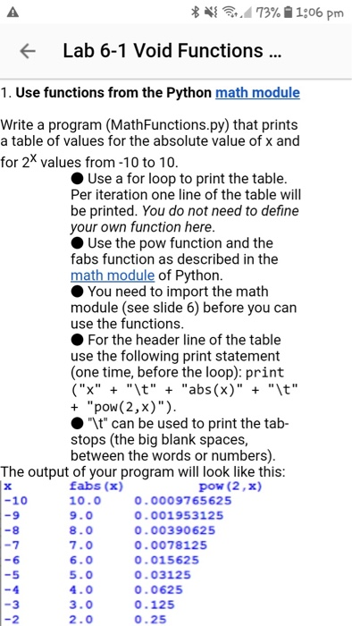 Solved A 73 11 06 Pm Lab 6 1 Void Functions 1 Use