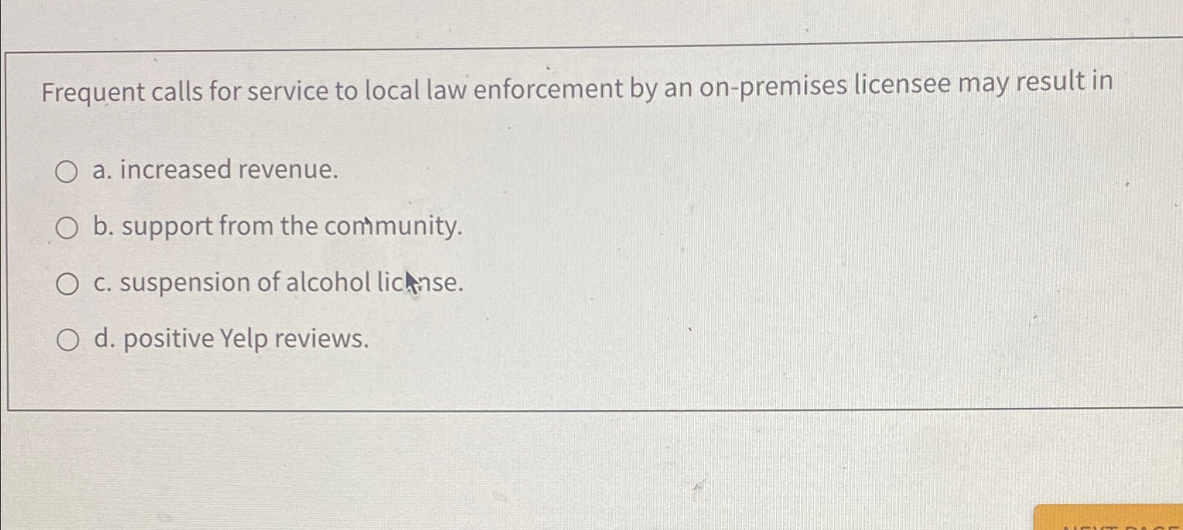 Solved Frequent calls for service to local law enforcement | Chegg.com