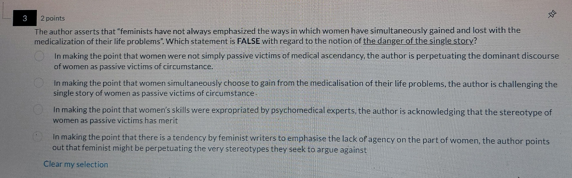 Solved 32 ﻿pointsThe author asserts that "feminists have not | Chegg.com
