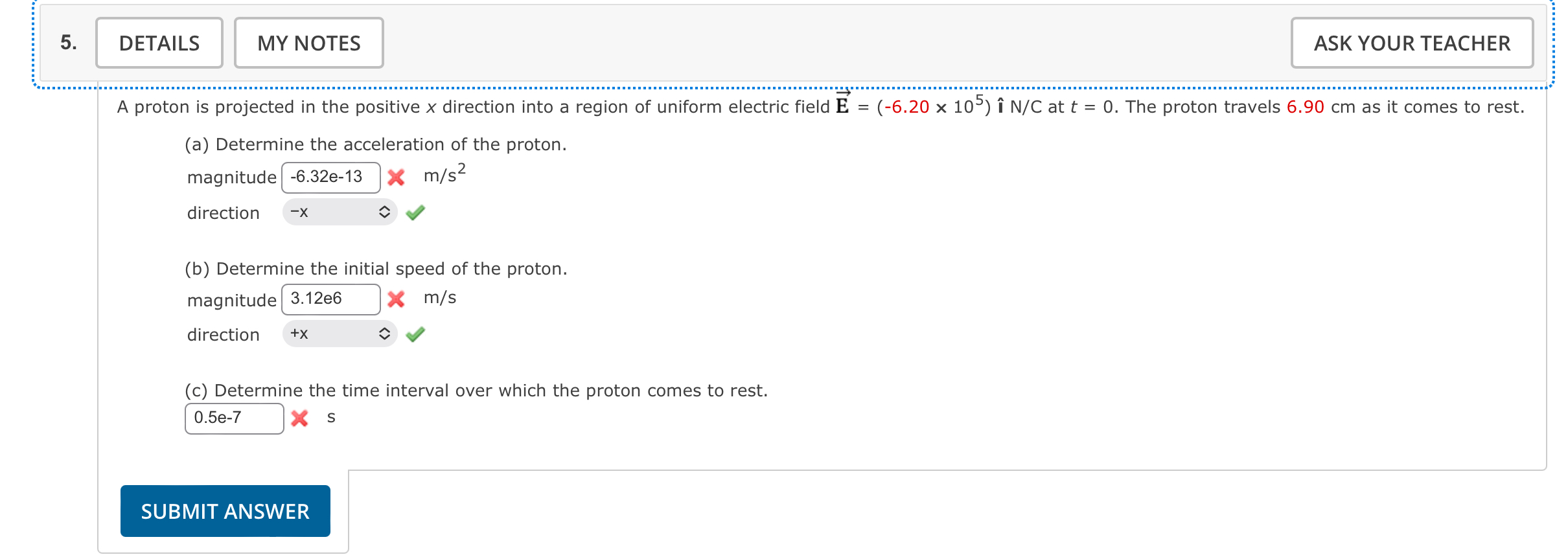 Solved A proton is ﻿projected in ﻿the positive x ﻿direction | Chegg.com