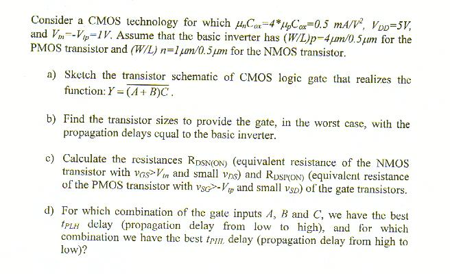 Consider a CMOS technology for which mu n Cox = 4* mu | Chegg.com
