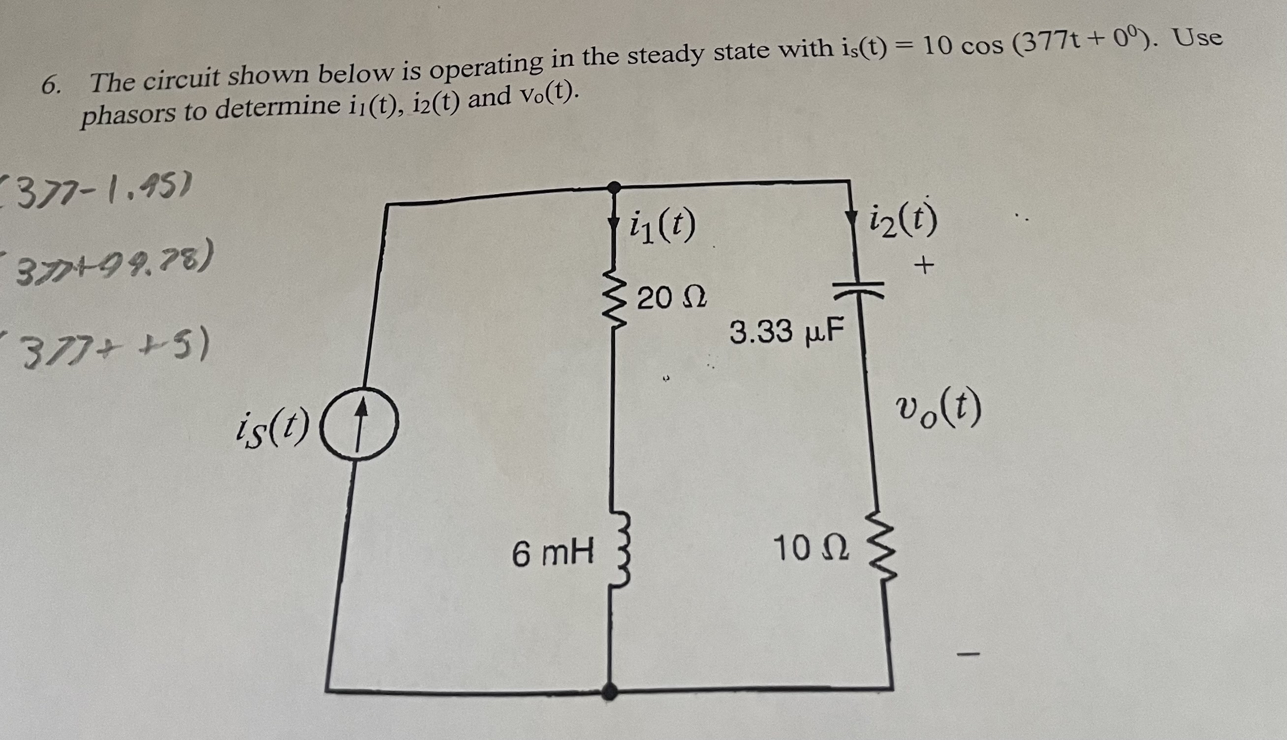 Solved The circuit shown below is operating in the steady | Chegg.com