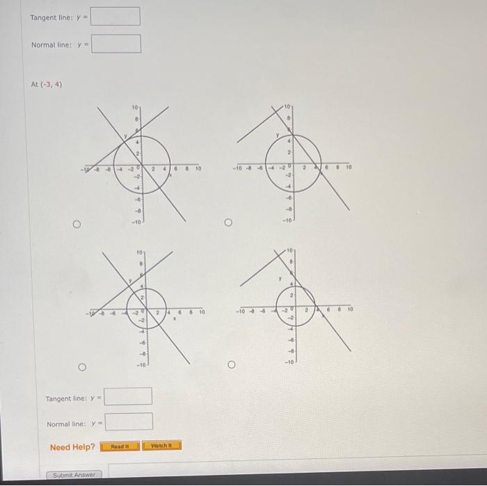 Solved eqtabtion, the tangent lines, and the nermal lines. | Chegg.com