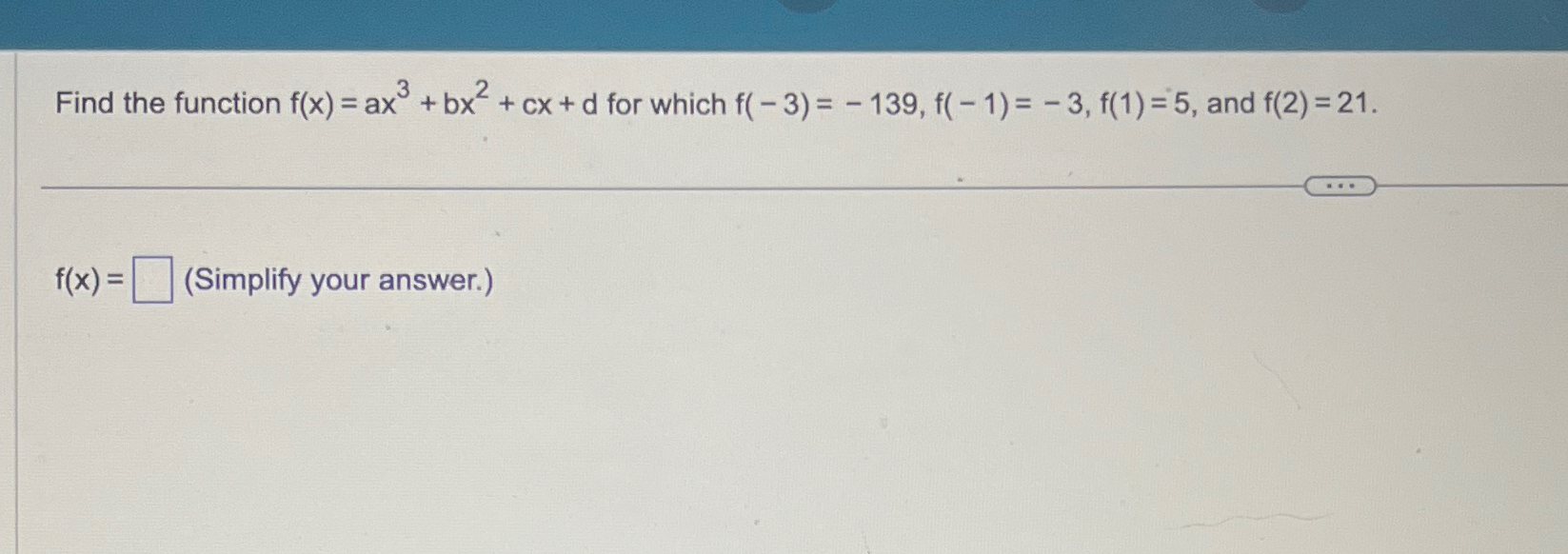 Solved Find the function f(x)=ax3+bx2+cx+d ﻿for which | Chegg.com