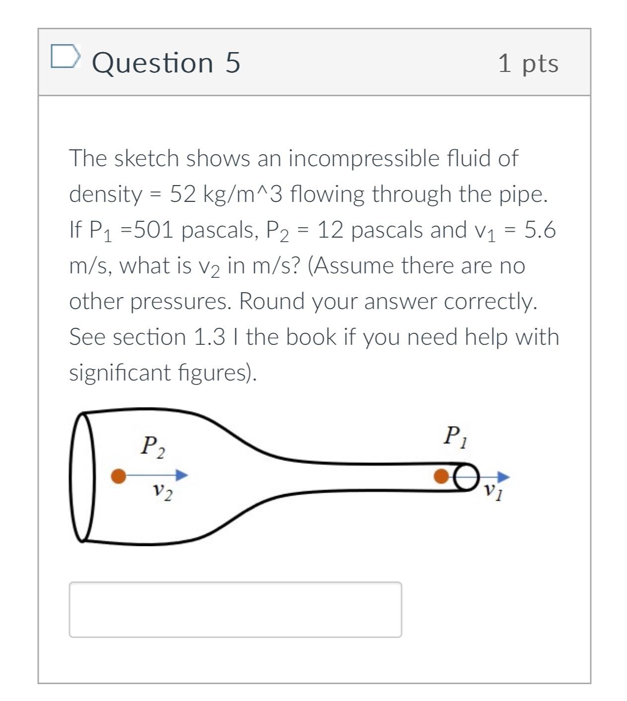 Solved Question 51 ﻿ptsThe sketch shows an incompressible | Chegg.com