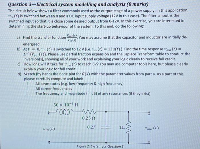 Solved Question 3-Electrical system modelling and analysis | Chegg.com
