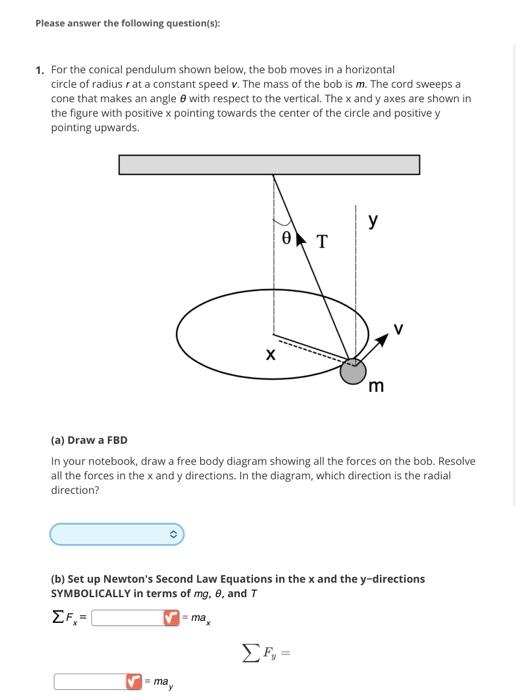 Solved Please answer the following question(s): 1. For the | Chegg.com