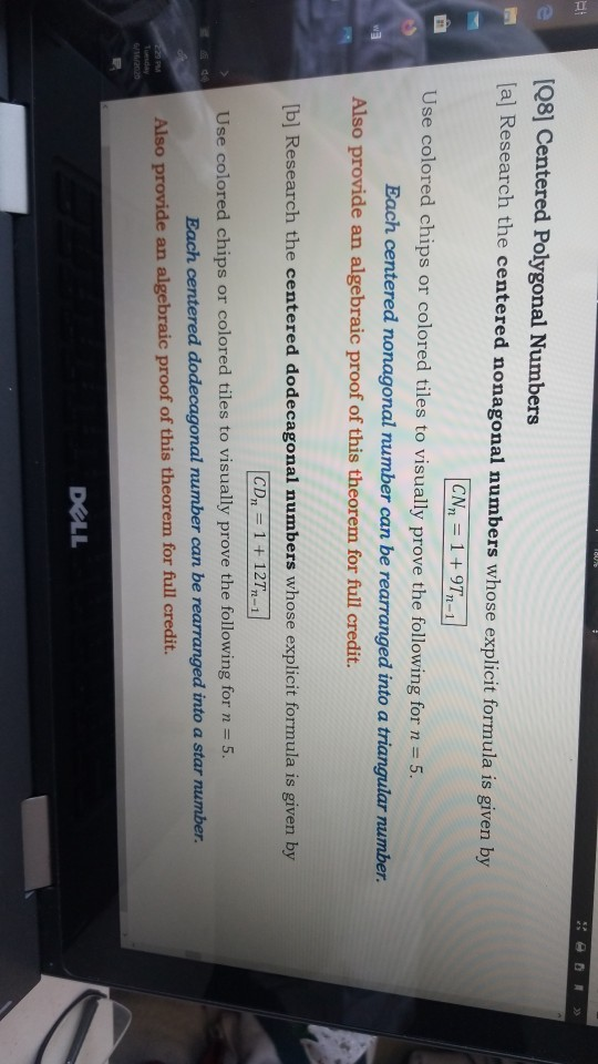 Solved e [Q8] Centered Polygonal Numbers [a] Research the | Chegg.com
