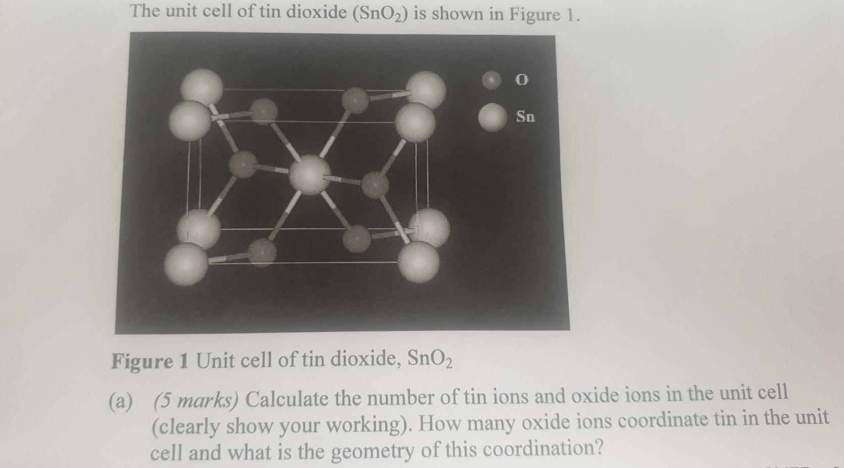 Solved The unit cell of tin dioxide (SnO2) is shown in | Chegg.com