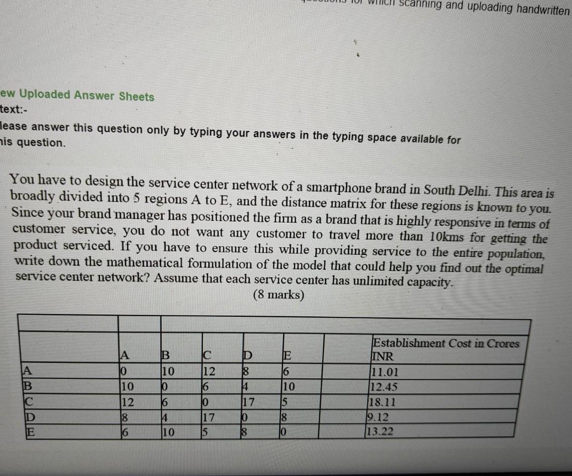 Solved You have to design the service center network of a | Chegg.com