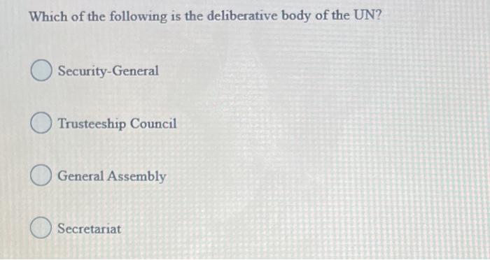 Solved Which of the following is the deliberative body of | Chegg.com