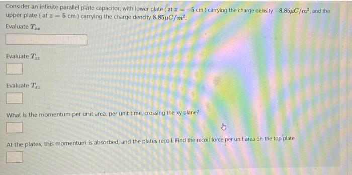Solved Consider an infinite parallel plate capacitor, with | Chegg.com