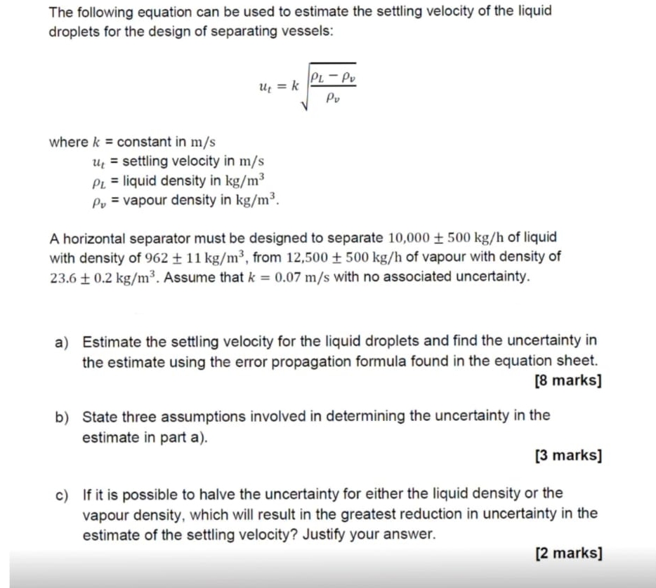 Solved The following equation can be used to estimate the | Chegg.com