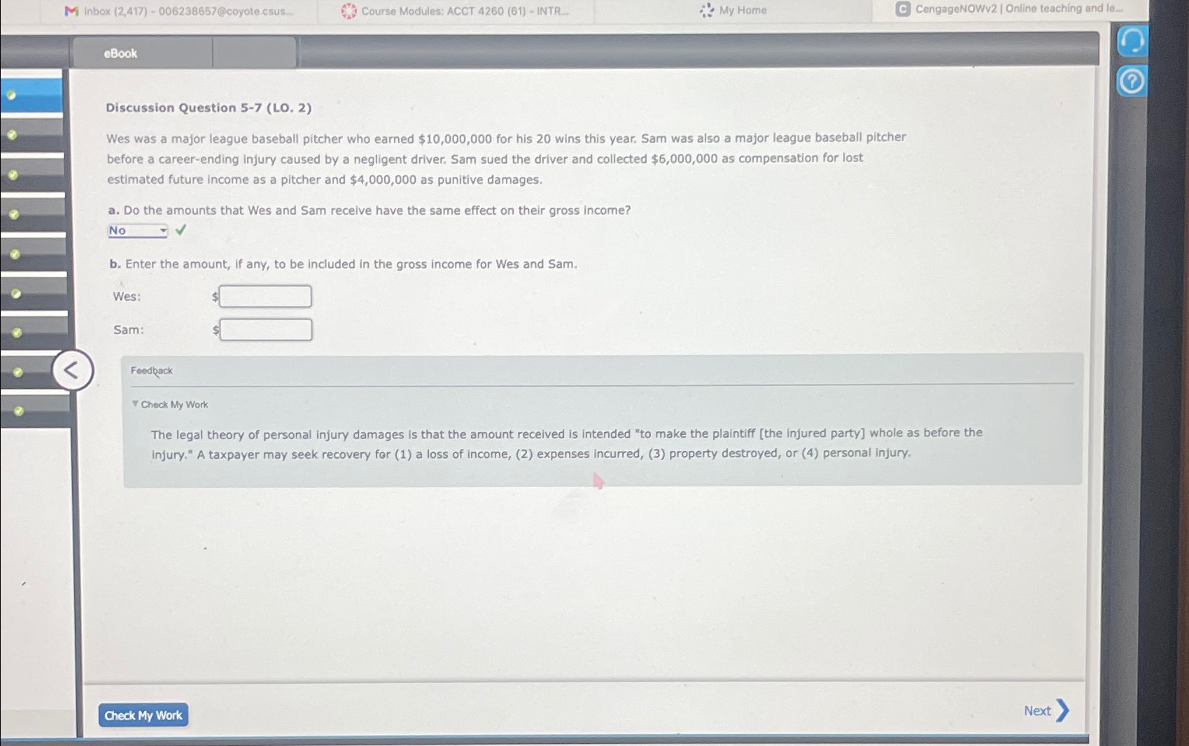 Solved inbox (2,417)-006238657@coyote.csus.Course Modules: | Chegg.com