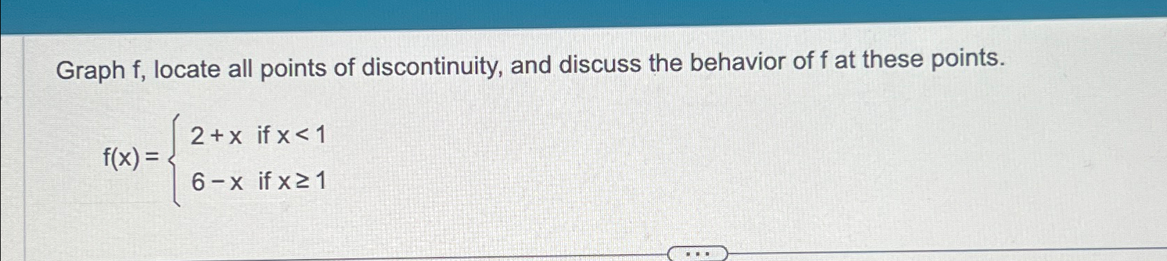 Solved Graph f, ﻿locate all points of discontinuity, and | Chegg.com