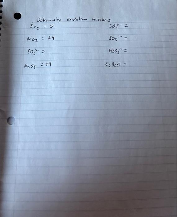 Solved need to find the oxidation number of these formulas. | Chegg.com