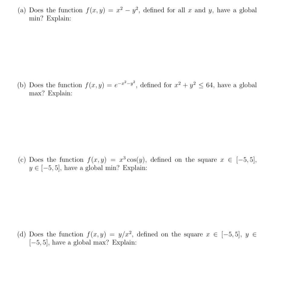Solved (a) ﻿Does the function f(x,y)=x2-y2, ﻿defined for all | Chegg.com