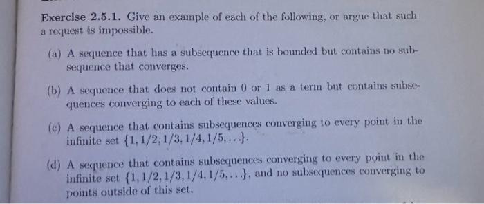Solved Exercise 2.5.1. Give an example of each of the | Chegg.com
