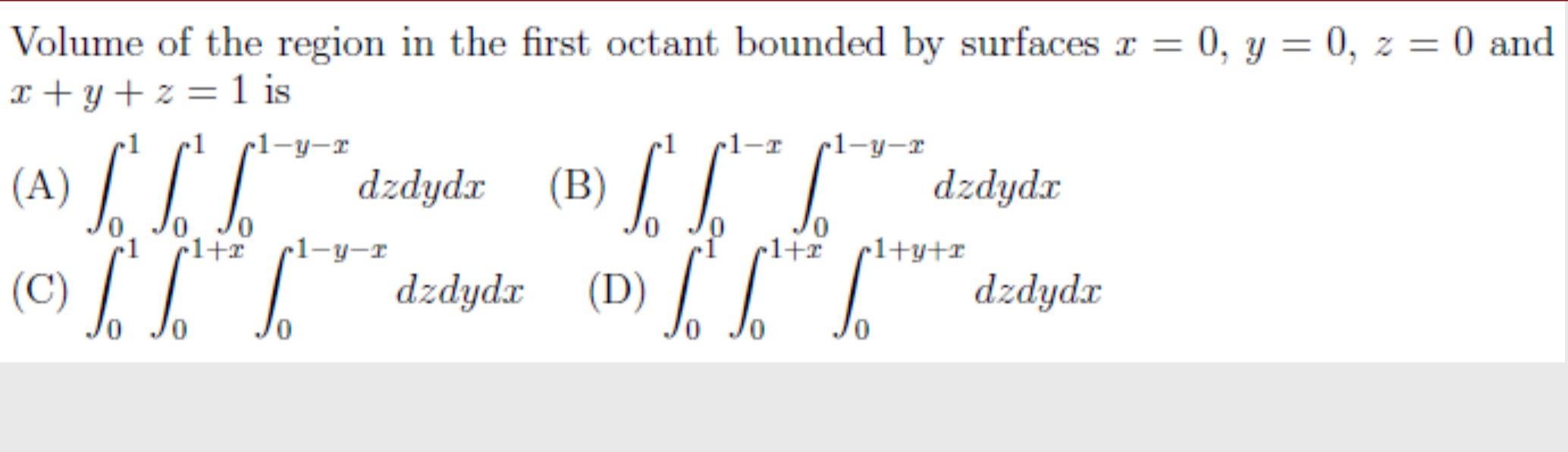 Solved Volume of the region in the first octant bounded by | Chegg.com