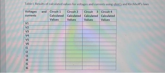 1. For the entire experiment resistor values fill out | Chegg.com
