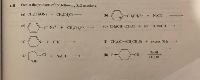 Solved Predict the products of the following SN2 reactions. | Chegg.com