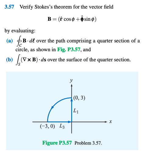 Solved 3.57 ﻿Verify Stokes's theorem for the vector | Chegg.com