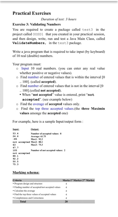 Solved Practical Exercises Duration of test: 3 hours | Chegg.com
