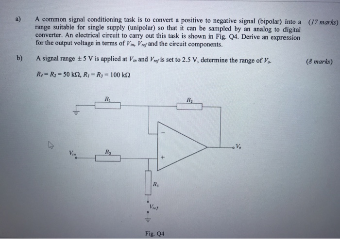 Solved A common signal conditioning task is to convert a | Chegg.com