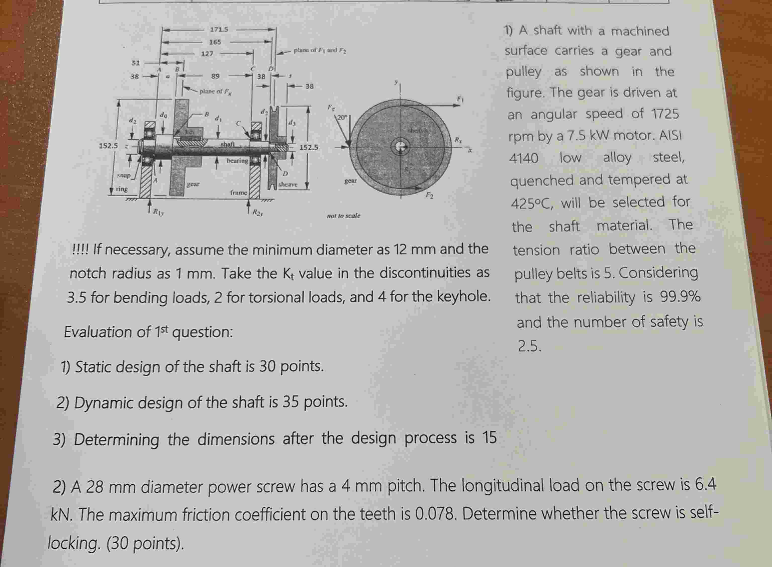 Solved Q1) A shaft with a machined surface carries a gear | Chegg.com Solved Q1) A shaft with a machined surface carries a gear | Chegg.com