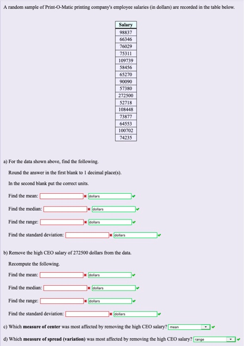 Solved A random sample of Print-O-Matic printing company's | Chegg.com
