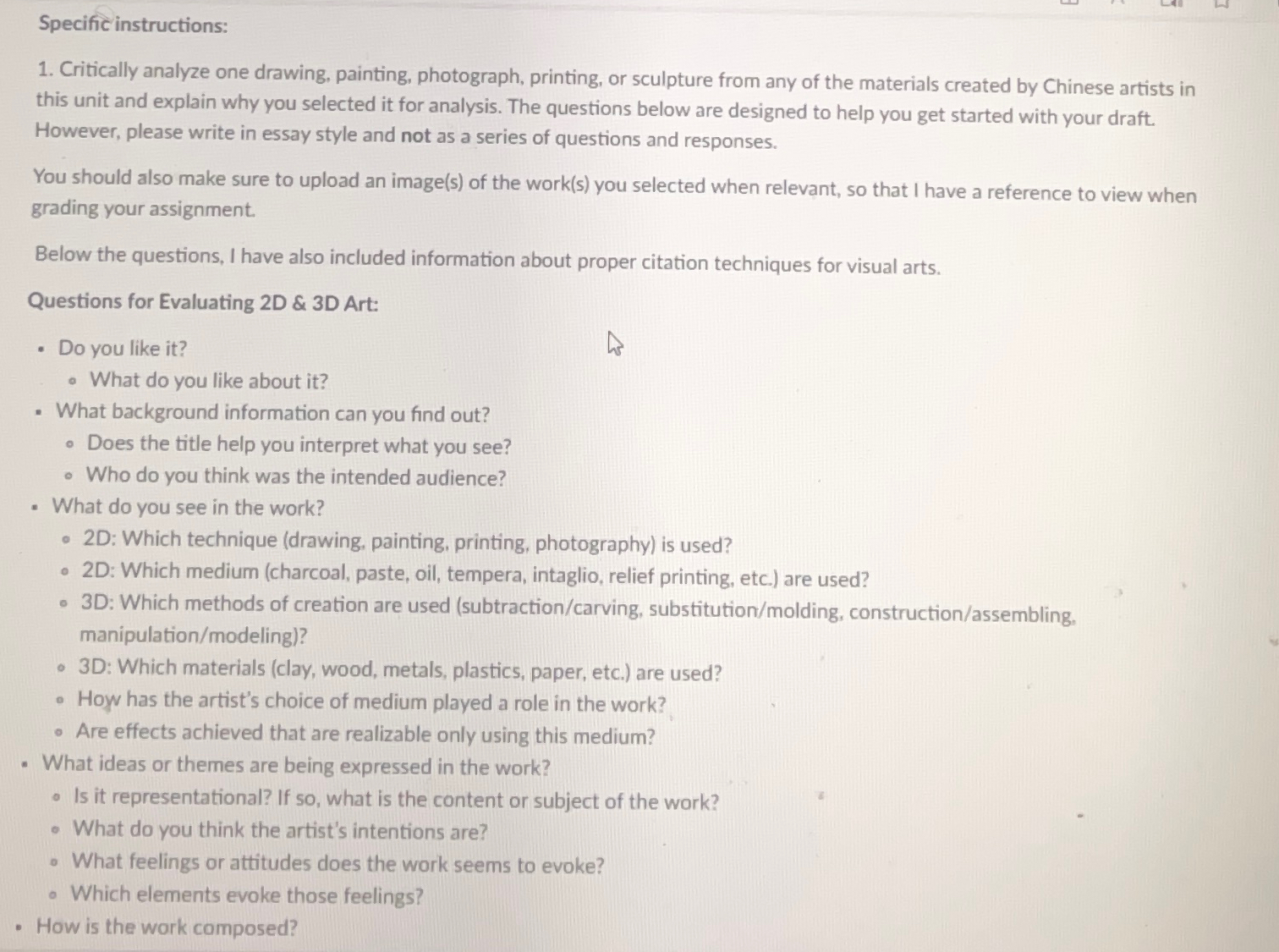 Solved Specific instructions:Critically analyze one drawing, | Chegg.com