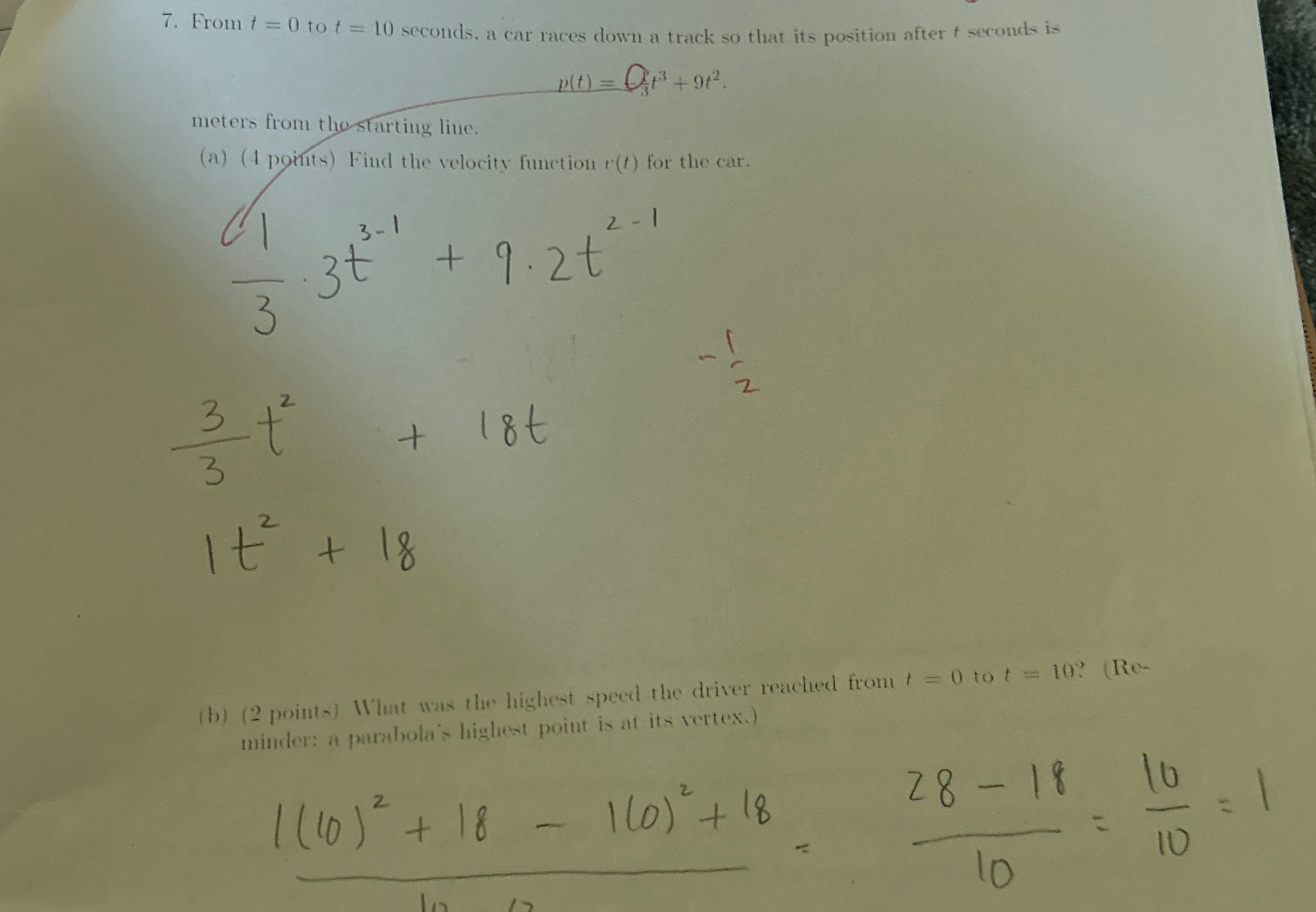 Solved From t=0 ﻿to t=10 ﻿seconds, a car races down a track | Chegg.com
