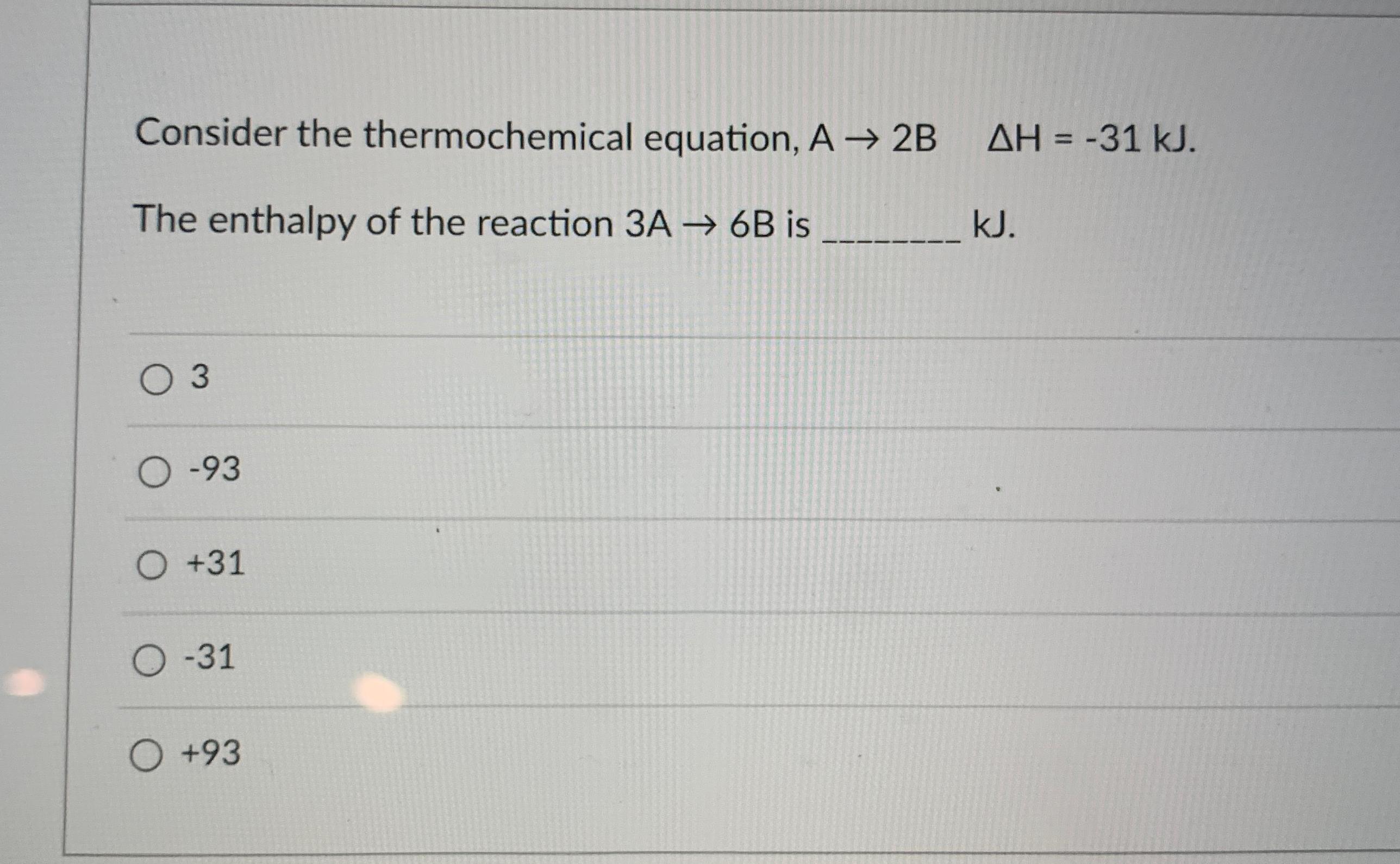 Solved Consider the thermochemical equation, | Chegg.com