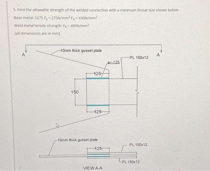Solved 5. Find the allowable strength of the welded | Chegg.com