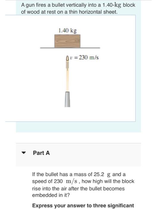 Solved A gun fires a bullet vertically into a 1.40-kg block | Chegg.com