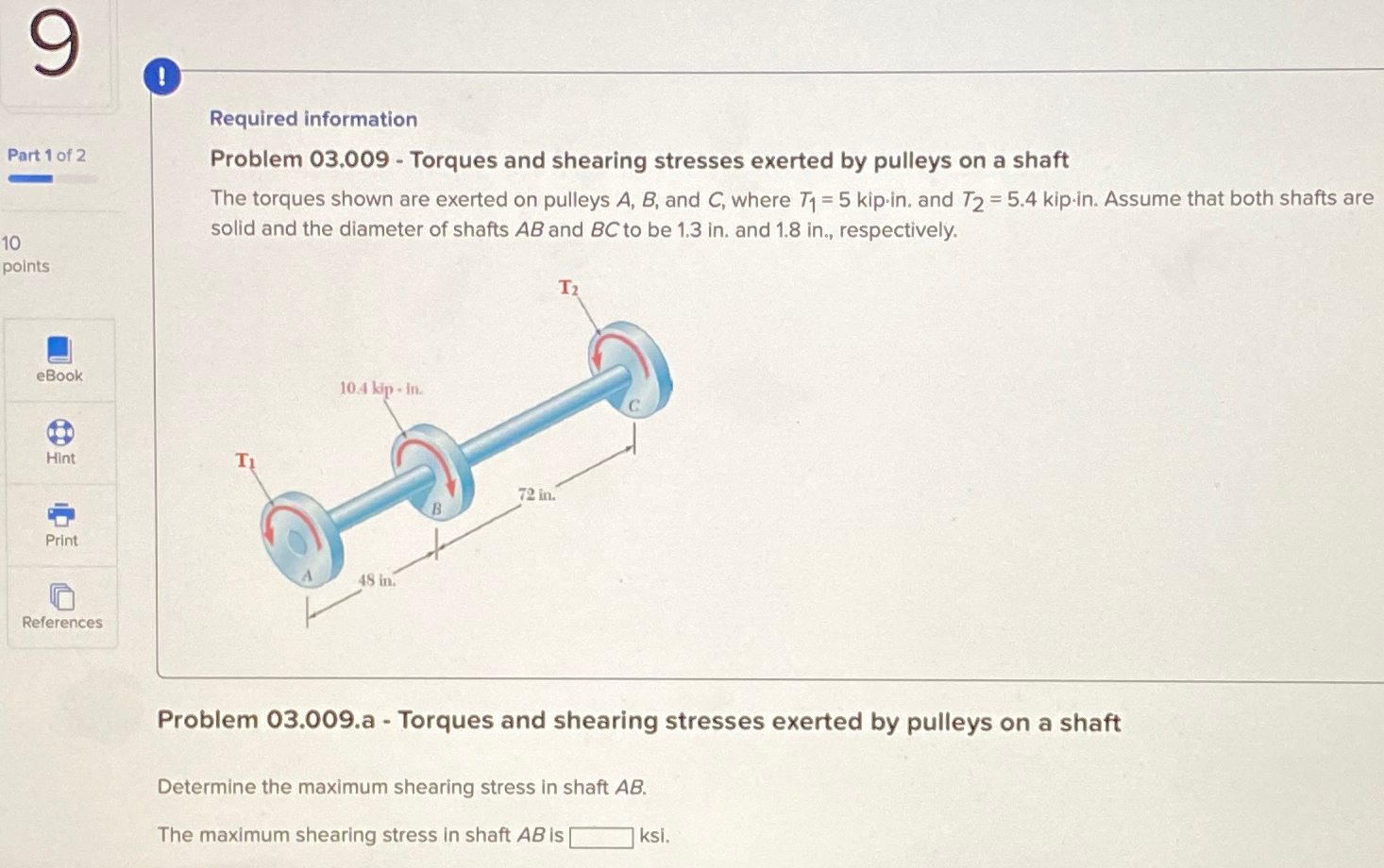 Solved !Required informationProblem 03.009 - ﻿Torques and | Chegg.com
