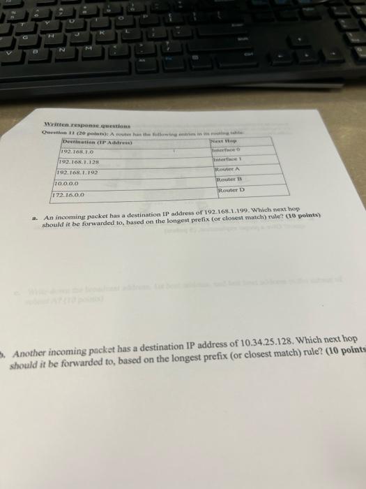 Solved Written response questions Question 11 (20 points): A | Chegg.com