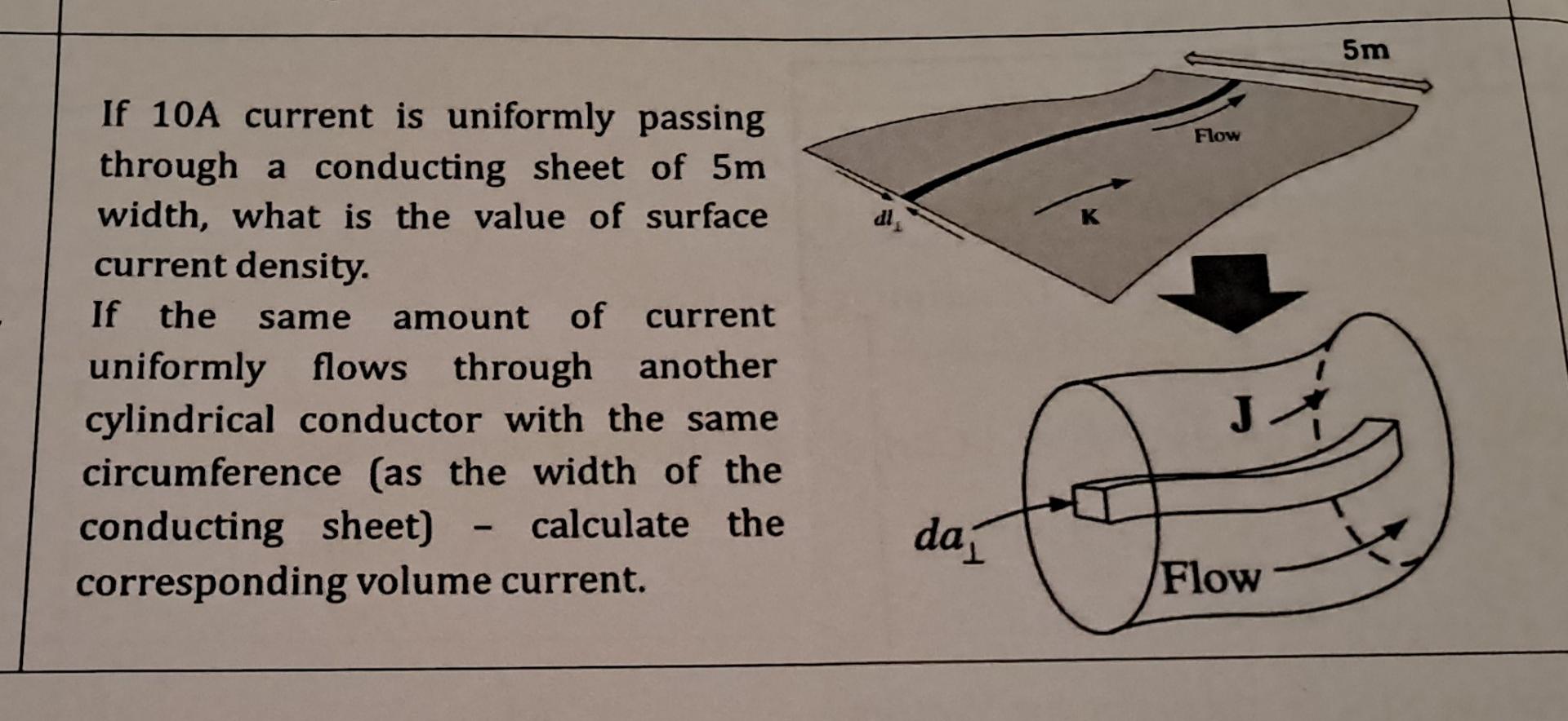 Solved If 10 A current is uniformly passing through a | Chegg.com