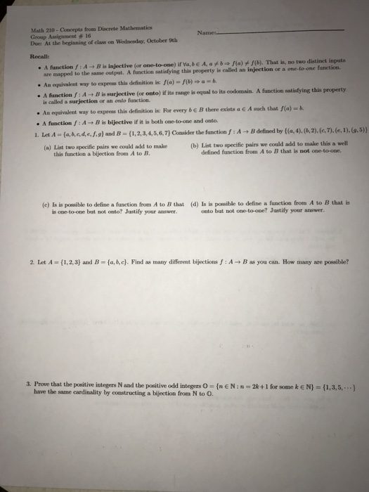 Solved Name Math 210 - Concepts from Discrete Mathematics | Chegg.com