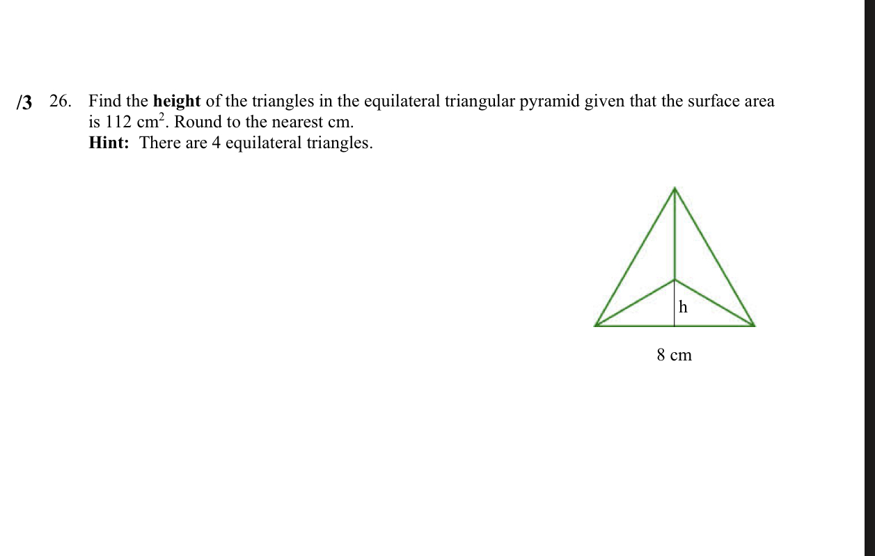 /3 26. ﻿Find the height of the triangles in the | Chegg.com