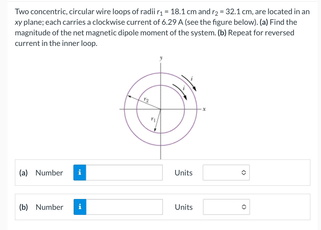 Solved Two concentric, circular wire loops of radii | Chegg.com